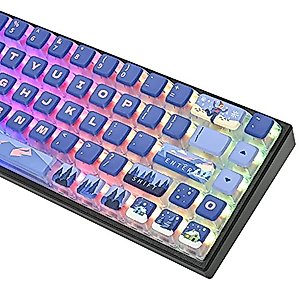 Fogruaden Pudding Keycaps 60 Percent, 118 Dye-Sublimation Keycaps Set, ASA Profile Custom Keycaps for Cherry Gateron MX Switches Mechanical Keyboard(Blue Polar)