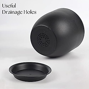 Giraffe Creation Plant Pots 7/6/5.5/5/4.5/4 inch, 6 Pack Flower Pots Outdoor Indoor, Planters with Drainage Hole and Tray, Black