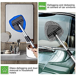 3 Packs Windshield Cleaner Car Window Cleaner Inside Car Windshield Cleaning Tool with Detachable Handle, 9 Reusable Microfiber Pads and 3 Spray Bottles for Interior Car Cleanser Brush Cleaning Kit