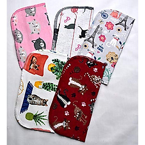 1 Ply Printed Flannel Little Wipes 8x8 Inches Set of 5 The Cats Meow