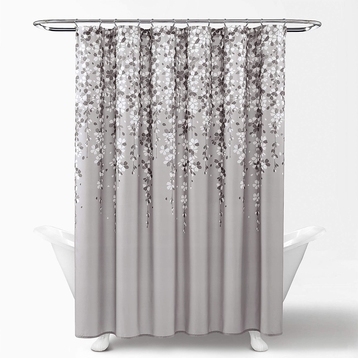 Lush Decor Weeping Flower Shower Curtain, 72" x72", Gray