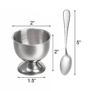 Elsjoy 8 Pack Egg Cup Holders with 8 Spoons, Stainless Steel Egg Cups Set for Soft & Hard Boiled Eggs, Kitchen Tools, Breakfast