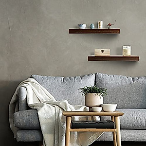 HOMESAURUS Floating Shelves Set of 2 Wall Mounted Shelves for Bedroom Decor, Bathroom Set, Living Room Decor and Kitchen Wall Shelves Decoration - Storage Shelf Rack & Display Shelves Decorations