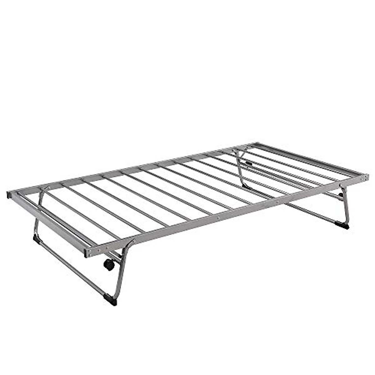 Aoowow Twin Size Metal Daybed with Trundle, Heavy Duty Steel Daybed with Pop Up Trundle Bed,Extendable Daybed Twin to King Size (Silver)