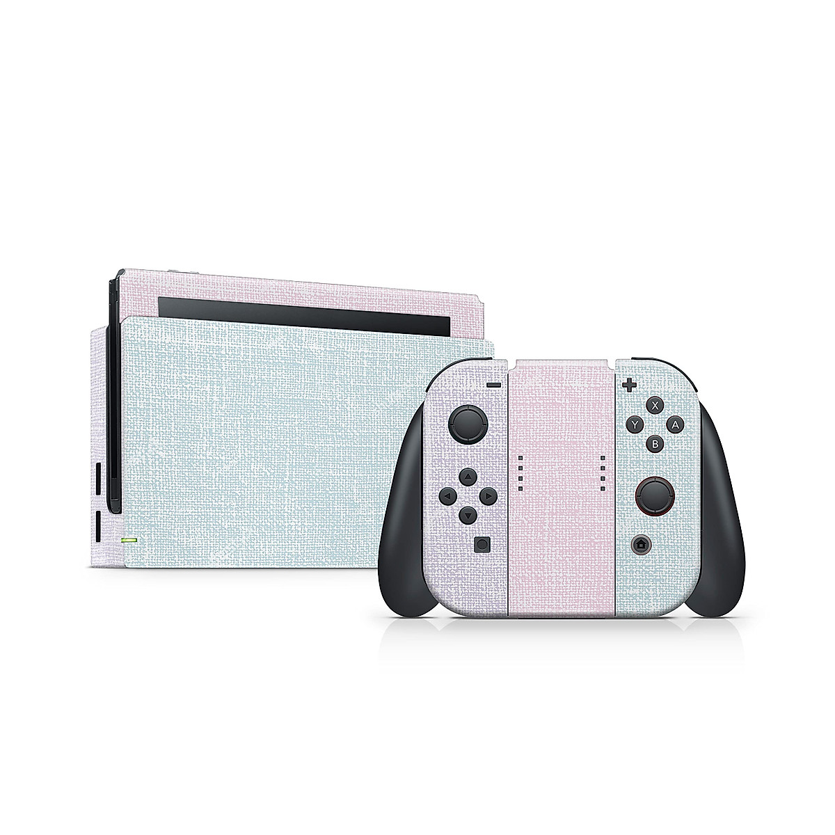 Tacky Design Retro Pastel Skin Compatible with Nintendo Switch Skin Wrap Cover, Fabric Texture Colorwave for Nintendo Switch Stickers, Premium Vinyl 3M Full Wrap Decal.