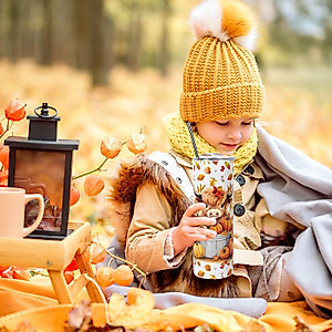Whaline Highland Cow Tumbler with Lid and Straw Fall Pumpkin Leaves Cow Stainless Steel Cup Autumn Tumbler Cup for Fall Thanksgiving Decor Gift Supplies