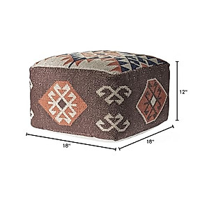 LR Home Multicolored Southwestern Pouf, 18" x 18" x 12"