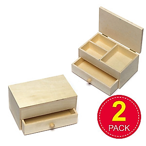 Baker Ross - AR143 Wooden jewelry Boxes Craft Project — Ideal for Kids' Arts and Crafts, Gifts, Keepsakes and More (Pack of 2)