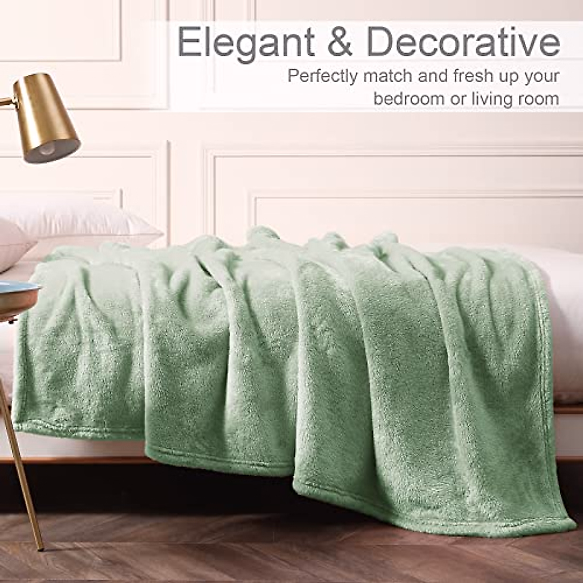 Whale Flotilla Fuzzy Faux Fur Throw Blanket for Couch, Soft Warm Fluffy Fleece Blanket for Bed/Sofa/Camping/Travel, Extra Large and Lightweight, 50x70 Inch, Light Green