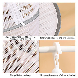 JUOPZKENN Drying Rack,Folding Mesh Clothes Hanging Dryer,Zipper Opening Hanging Drying Fish Net for Shrimp Fish Fruit Vegetables Herbs(Single Layer)