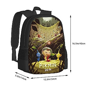 RACEK Lightweight Laptop Backpack Pik-min Rucksack 3D Printed Anime Travel Casual Adjustable Straps Daypack For Men Women