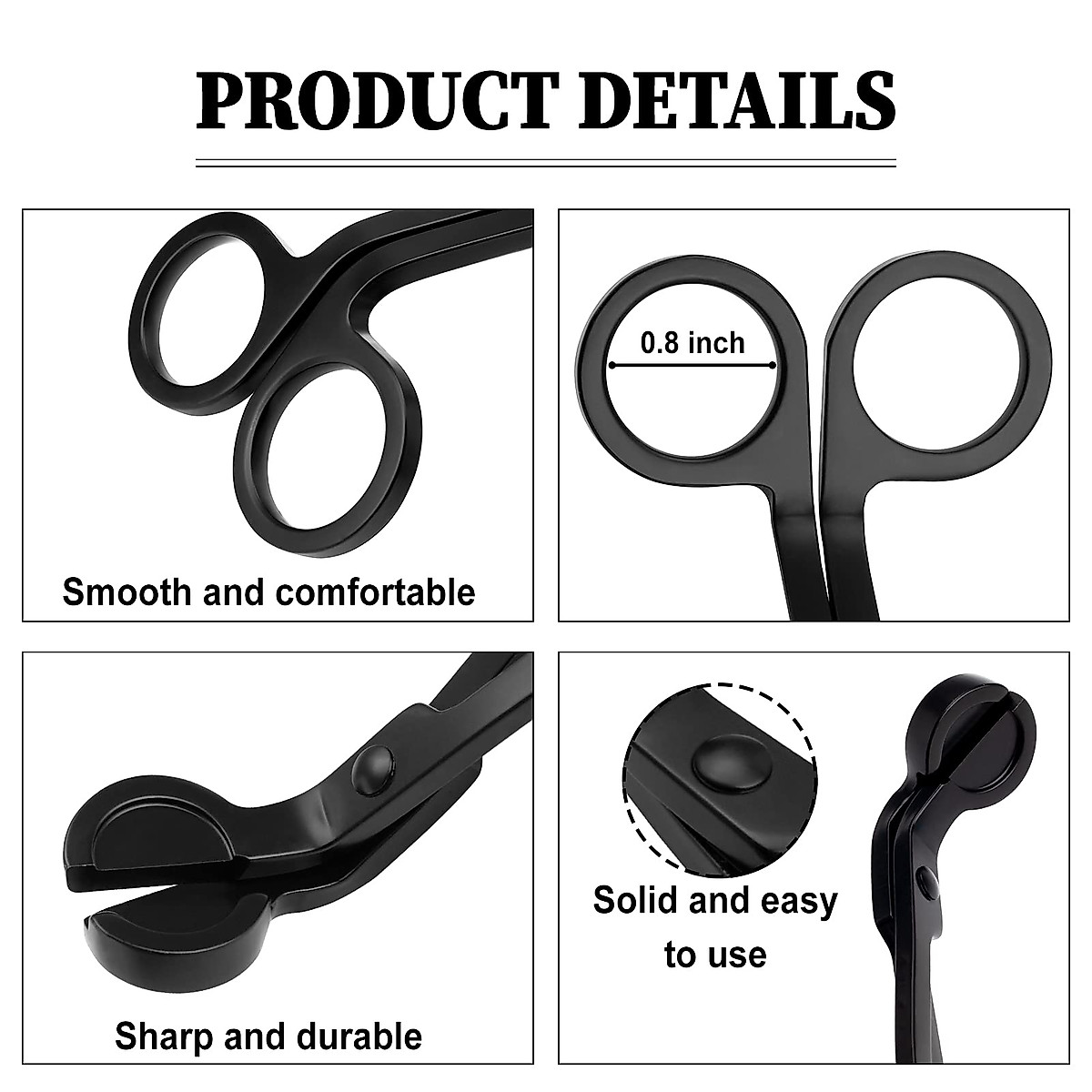 UMOKOON Sturdy Candle Wick Trimmer - Premium Stainless Steel Wick Cutter for Candles - Polished Candle Scissors (Matte Black)