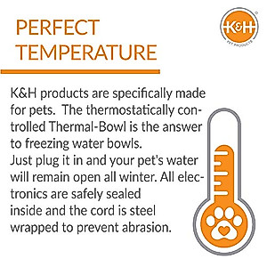 K&H Pet Products Thermal-Bowl Outdoor Heated Cat & Dog Water Bowl Granite 1.5 Gallons