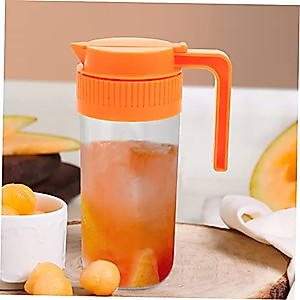 DOITOOL 2pcs Mason Jar Pour Lids Jar with Lid Wide Mouth Glass Jars Plastic Mason Jar Lids Syrup Dispenser for Coffee Bar Reusable Canning Lid Mason Jars with Handle Mason Jar Covers Seal