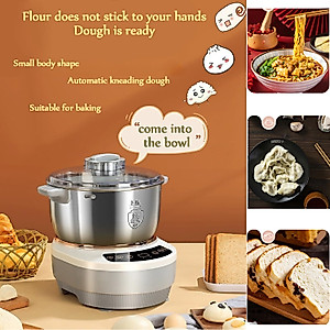 EEYZD Dough Maker with Ferment Function, Stainless Steel Professional Dough Mixer with Microcomputer Timing&Face-Up Touch Panel, Large Capacity,Grey,5L
