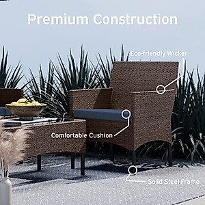 Nestl Outdoor Patio Furniture Sofas, Standard, Brown Base/Navy Blue Cushions