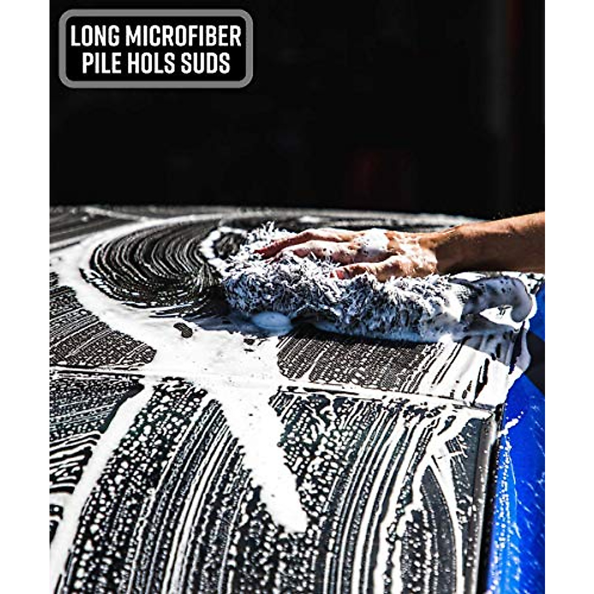 Emoly New Car Wash Mitt, 2 Pack Premium Soft Cyclone Microfiber Washing Gloves, Holds Tons of Sudsy Water for Effective Washing, Machine Washable, Lint Free, Scratch Free - Blue