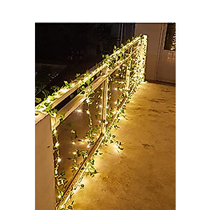 84 Feet Fake Vines with 200 LEDs Solar Outdoor String Lights (Remote Control), Artificial Plants, Patio Decor,Hanging Fake Ivy Greenery Garland Plants,Fake Leaves for Balcony Decor/Outdoor Wall Decor