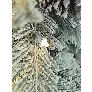 Kuopociaga Flocked Artificial Christmas Tree Prelit 650 LED Lights 7.5 Feet Pine