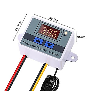 Alinan 4pcs 12V 10A 120W XH-W3001 Digital LED Temperature Controller Mini Thermostat Switch with Waterproof NTC 10K Thermistor Sensor Probe, -50℃ to 110℃ Heating/Cooling Temperature Control