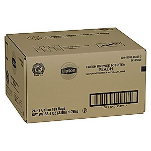 Lipton Iced Tea Bags, Peach Black Tea, Unsweetened Iced Tea, 3 Gallon-Sized Tea Bags(Pack of 24)