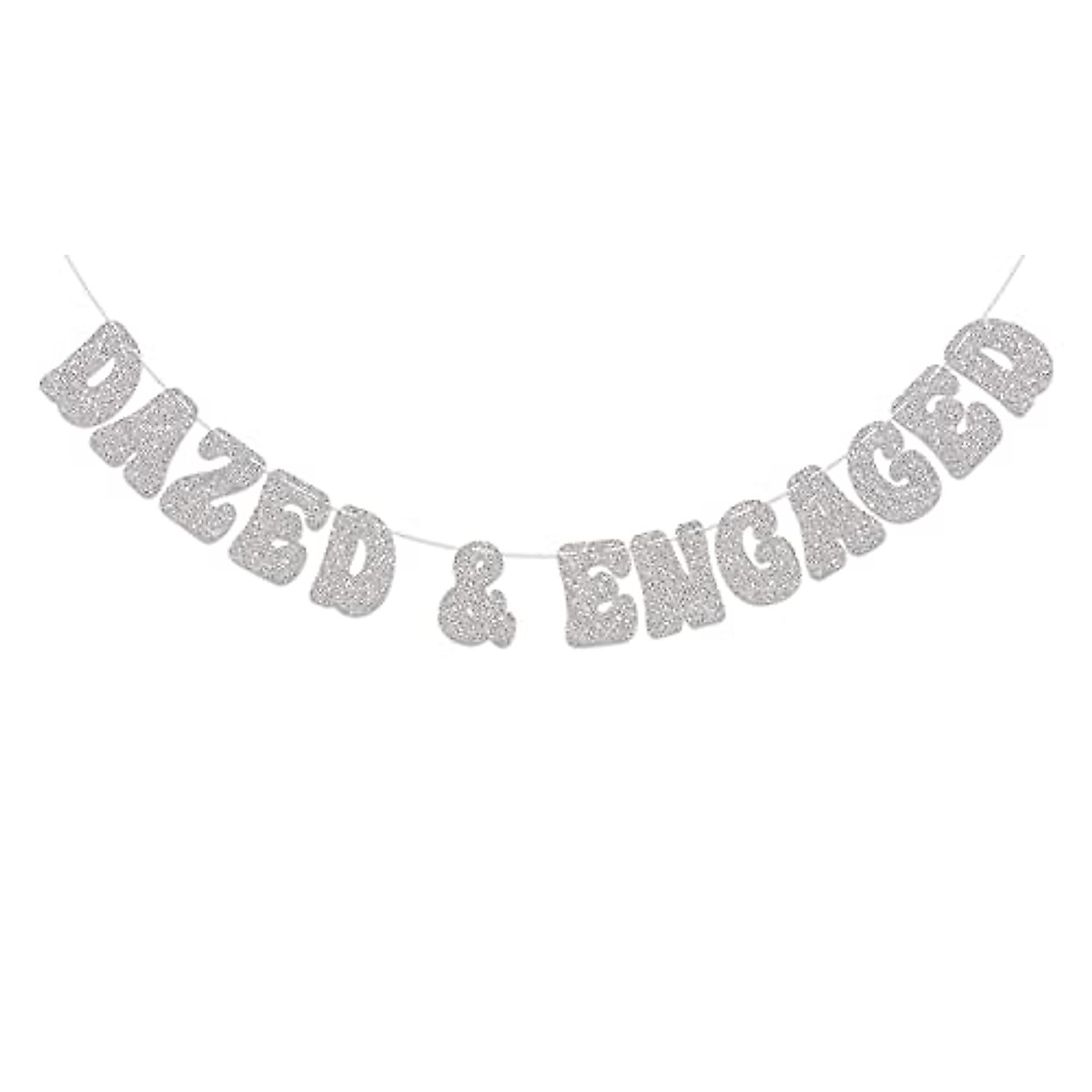 Dazed & Engaged Banner - Retro Bachelorette Party Banner, Silver Glitter Engagement Party Decorrations