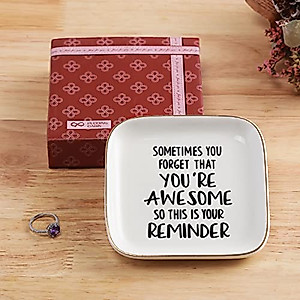 PUDDING CABIN Inspirational Gifts for Women Ring Dish You're Awesome So This is Your Remind Birthday Gifts for Women Unique, Best Friends Gifts For Women Her Mom Sister Coworker Christmas Gifts