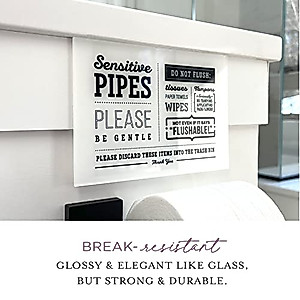5x7 Inch Sensitive Pipes Designer Bathroom Sign ~ Ready to Stick, Lean or Frame ~ Premium Acrylic Plexiglass, Durable (White)