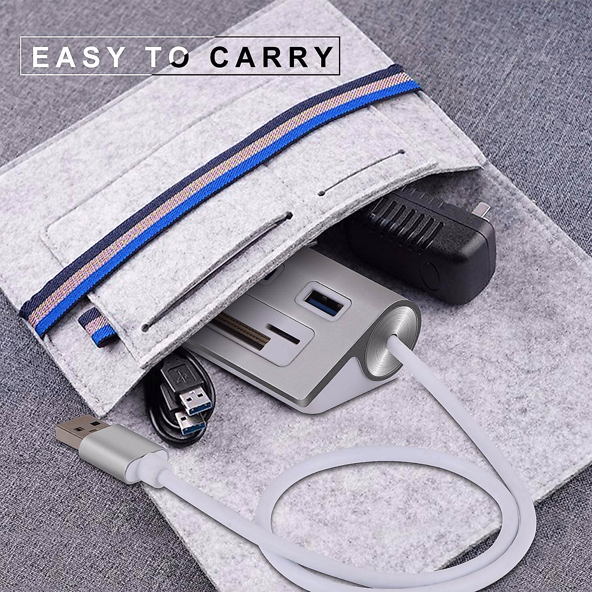 Rybozen Aluminum 6-in-1 USB 3.0 Hub, Powered USB Hub with CF/SD/TF Card Port, Card Reader Hub for Mac Pro, iMac, MacBook, Laptop and Desktop PC