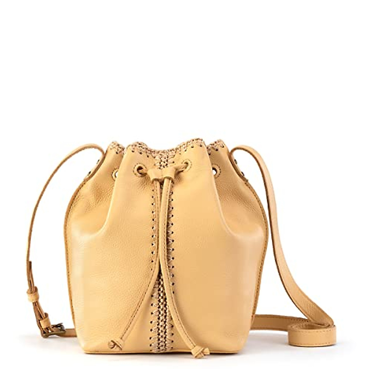 The Sak Womens Ivy Leather Drawstring Bucket, Buttercup, One Size US