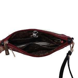 MKF 2 in 1 Crossbody Bags for Women, Wristlet Purse - Ladys Small PU Leather Messenger Handbag - Adjustable Strap Beige