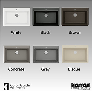Karran QT-812 Top Mount 33 in. Large Single Bowl Quartz Kitchen Sink Kit in White