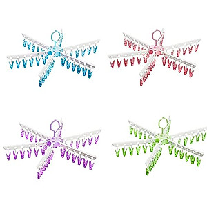 Radefaun Clip and Drip Hanger with 36 Clips Plastic Swivel Hook Portable Folding Drying Rack Baby Clothes Hanger Foldable Travel Accessories for Socks Bras Lingerie Towels Underwear Gloves Pink