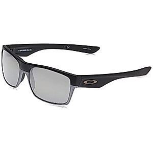Oakley Men's OO9189 TwoFace Square Sunglasses, Matte Black on Silver/Prizm Black Polarized, 60 mm