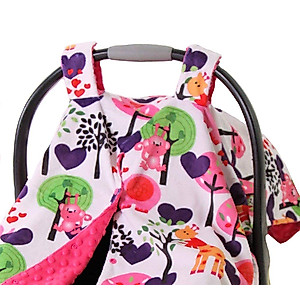 Baby Minky Velboa Carseat Canopy Carrier Cover (Safari/Hot Pink)