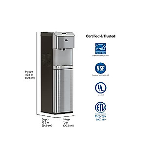 Brio Moderna CLBL720SC Self-Cleaning Bottom Load Water Cooler Dispenser for 3 & 5 Gallon Bottles – Room & Adjustable Hot & Cold, Child Lock, Electronic Display, Silver Stainless Steel