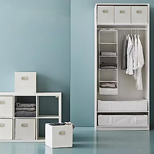 YXPIGG Collapsible Fabric 12 Inch Storage Cube with Handles, 6 Pack Foldable Organizer Bins for Shelves Closet Bedroom Nursery 12"x12"x12" White