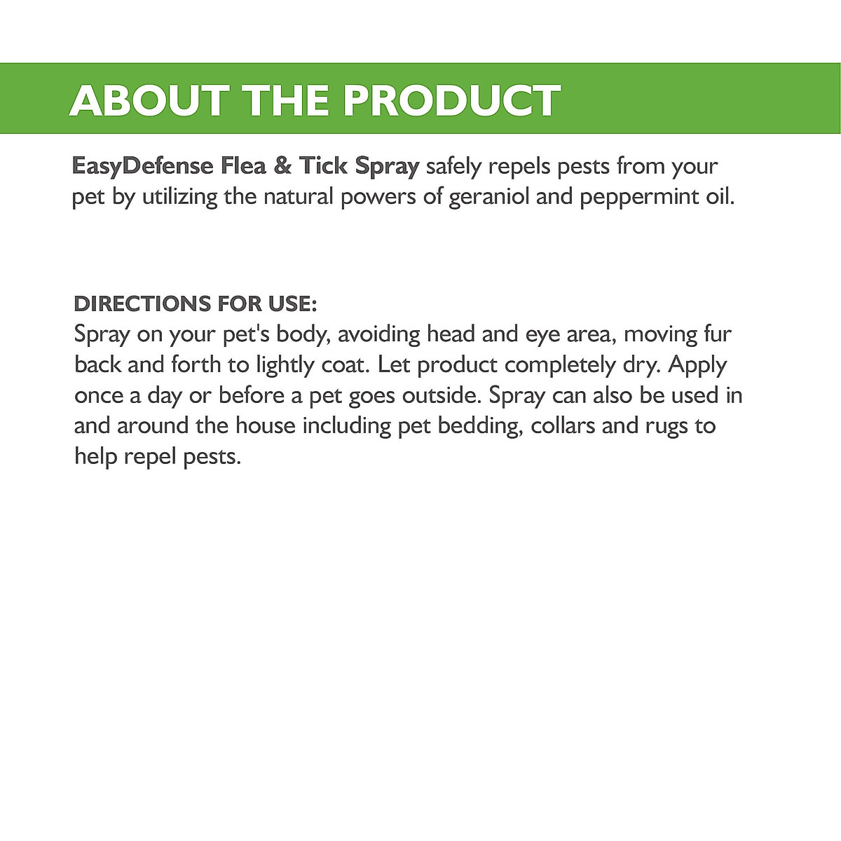 Only Natural Pet EasyDefense Flea and Tick Spray for Dogs and Cats - Natural Active Ingredients Geraniol and Peppermint Oil to Naturally Repel Fleas & Ticks - 8.5 oz Bottle