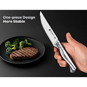 WIZEKA Steak Knives Set of 8, Dishwasher Safe Serrated Steak Knives 4.5 Inches, German Stainless Steel Kitchen Knives of Steak, Jaguar Series