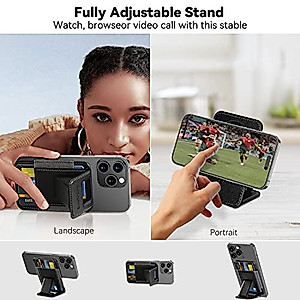 ZtotopCases Leather Magnetic Wallet Stand with MagSafe and Adjustable Stand Card Holder for iPhone 14/14 Plus/14 Pro Max and 13/12 Series, Fit 5 Cards, Not for 14 Pro/13 Pro/13 Mini/12 Mini, Black