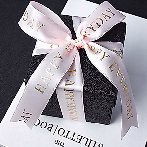 Cruxer Compatible for Brother P-Touch Embellish Gold Print on Pink Satin Ribbon TZE RE34 12mm 1/2" (0.47 Inch) Label Tape Replacement for P-Touch PT-D215e PTD210 H110 D400AD Cube Label Makers, 4 Pack