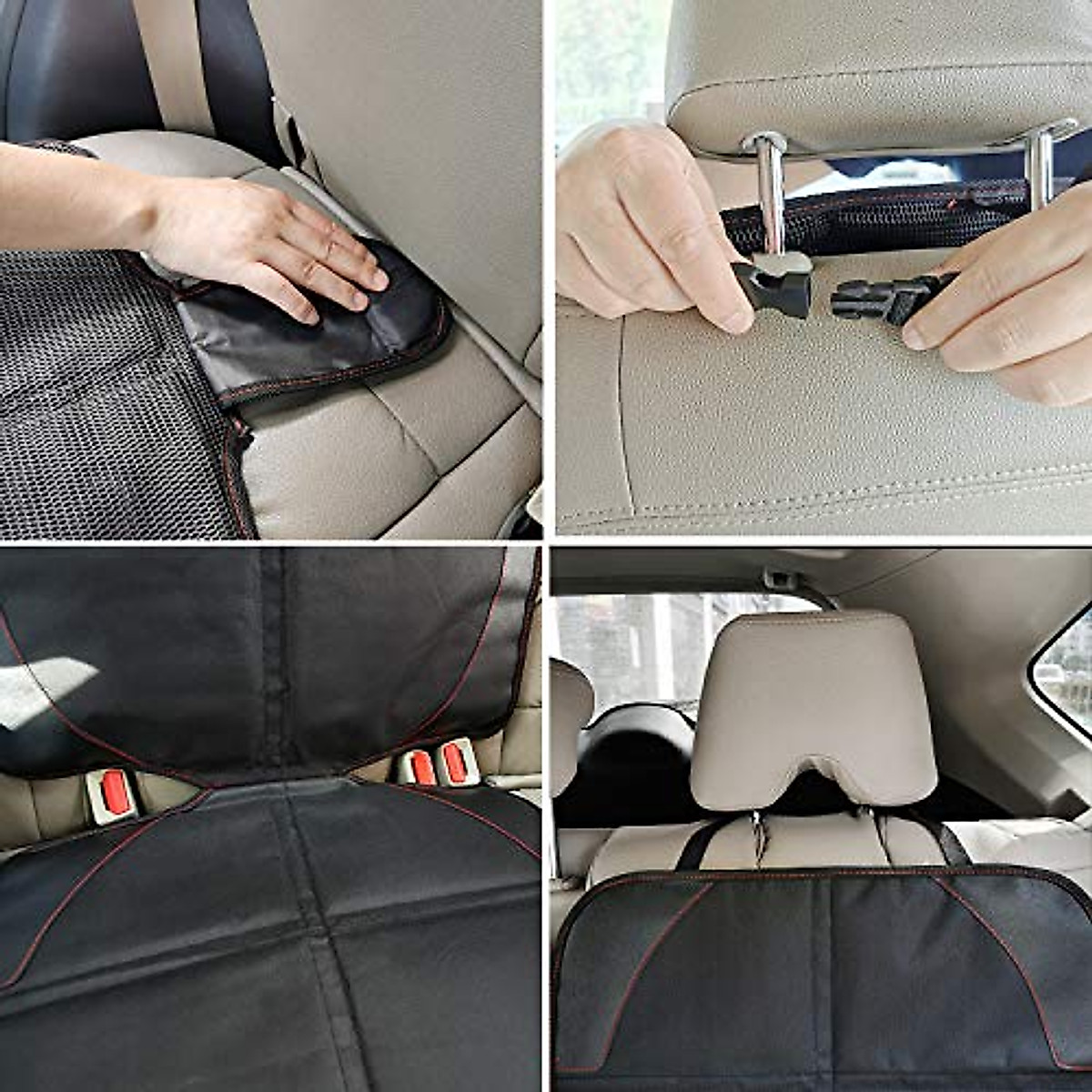 MORROLS Car Seat Protector, 1 Pack Seat Protector Carseat with Thickest Padding, Baby/Pets Car Seat Protector for Child Car Seat-Mesh Pockets-Waterproof-Universal Size(Black)
