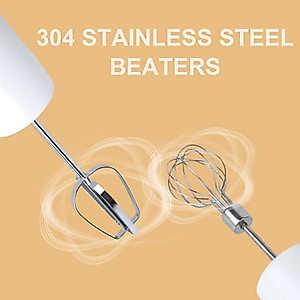 Tanrom Hand Mixer Electric 2 in 1 Wireless Hand Mixer 3-Speed Portable Egg Beater, Butter Beater, Kitchen Baking Cake, Cream and Cooking, Lightweight (White)
