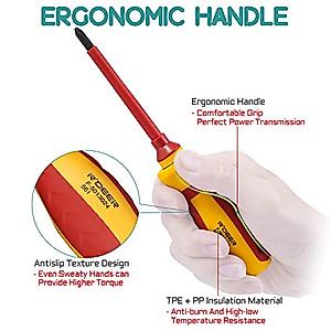 13 Piece Insulated Screwdriver Set R'deer Industrial Level 1000v Cr-V Magnetic Slotted Phillips Pozidriv Torx Electrician Tool Kit