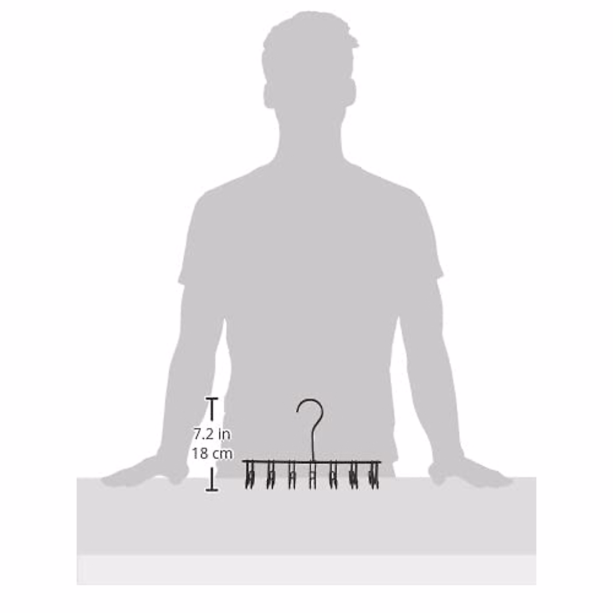 iDesign Classico Metal 14-Hook Closet Organizer Rack for Ties, Belts, Hats, Purses, and More, 10.25" x 3.75" x 6.75", Matte Black