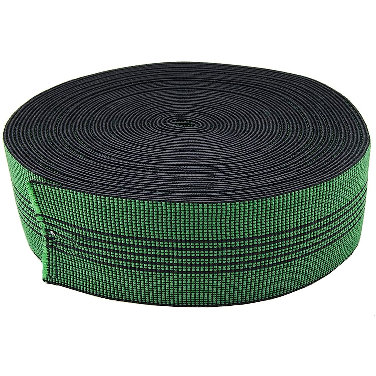QQCASE Sofa Elastic Webbing, Stretch Latex Band, Furniture Repair DIY Upholstery Modification, Lawn Chair Couch Material Replacement, Spring Alternative -3 Inch Wide x 60 Ft Long,1 Roll Green.
