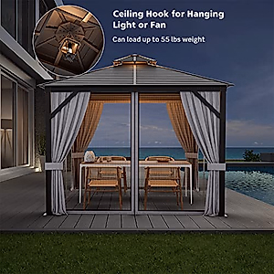 Tangkula 10x10 Ft Hardtop Gazebo, Double-Top Outdoor Gazebo with Galvanized Steel Roof, Anti-Rust Aluminum Frame, Patio Gazebo Pavilion with Netting and Curtains for Patio, Garden, Lawn