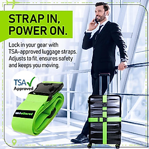 Untethered 4-Pack Luggage Straps | Durable TSA-Approved Suitcase Belt Straps | Adjustable Bag Straps for Secure Luggage Wrapping | Heavy-Duty Buckle Straps for Travel
