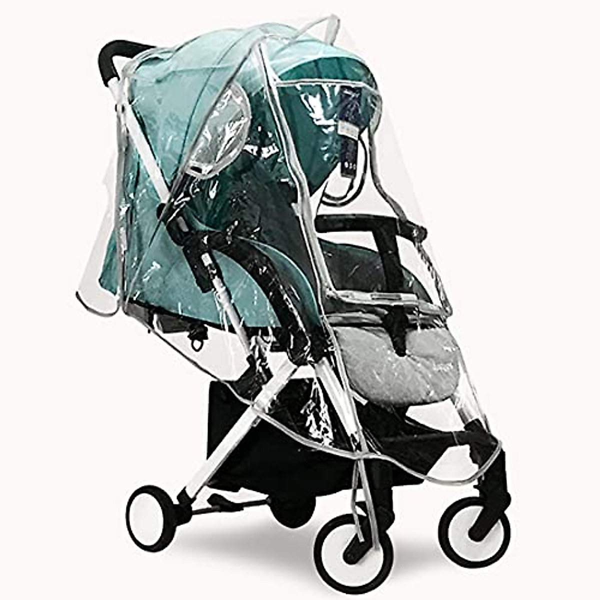 Universal rain Cover for Strollers Transparent Baby Stroller Rain Cover Waterproof Weather Toddler from Rain Wind Snow Dust(Eva Half Open Window)