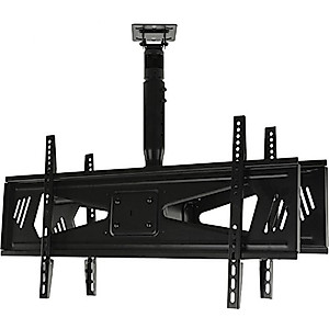 Displays 2go Dual Sided Ceiling TV Mount for 37" to 70" Flat Screen Monitors, Height Adjustable, Steel (Black)